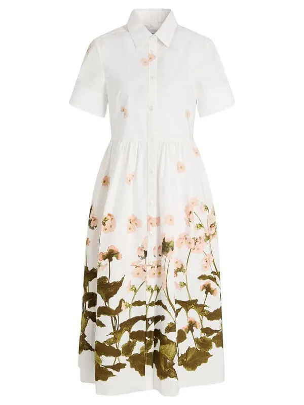 Erdem Floral-print Cotton-poplin Midi Shirt Dress - White