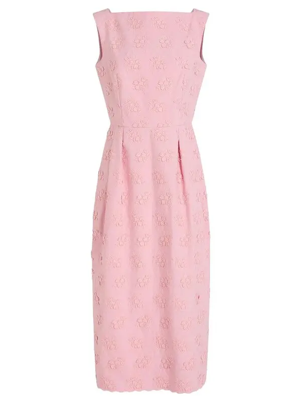 Erdem Embroidered Woven Midi Dress - Baby Pink