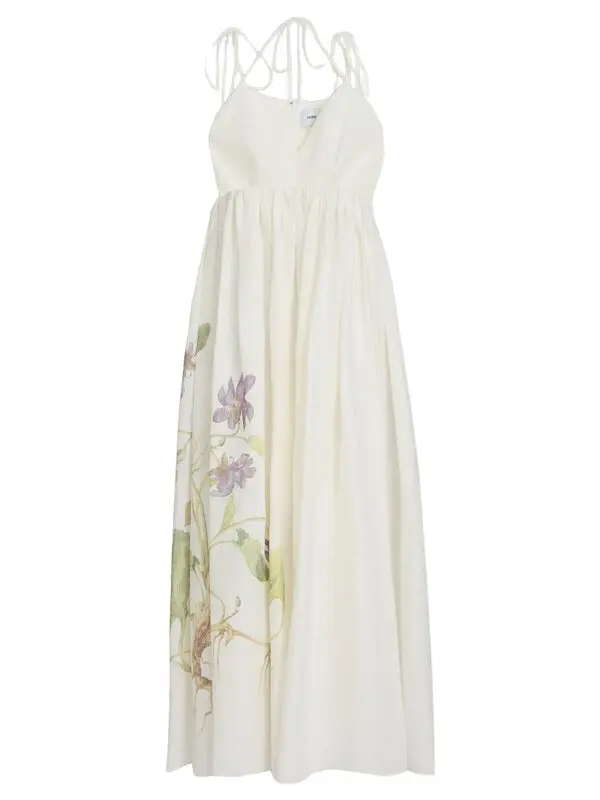 Erdem Floral-print Linen Midi Dress - Ivory