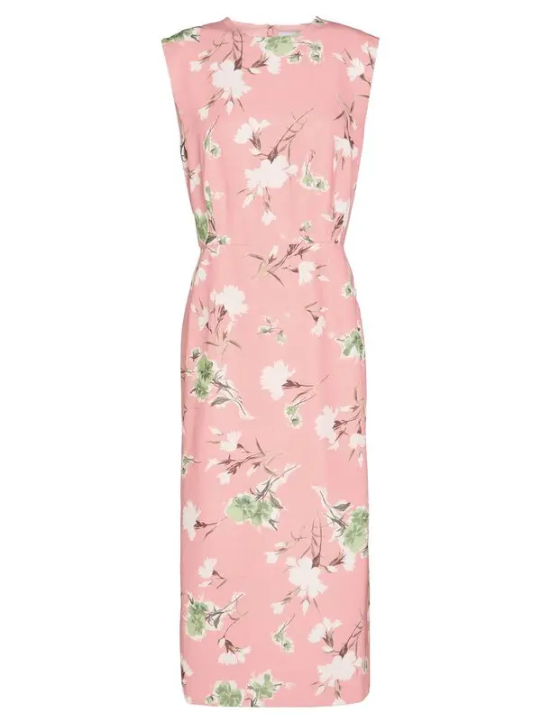 Erdem Floral-print Faille Midi Dress - Blush