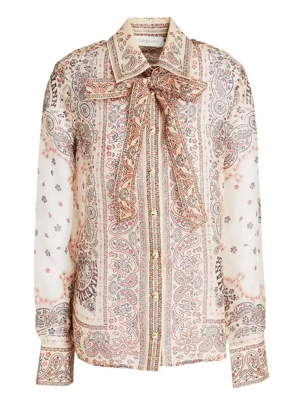 Zimmermann Paisley-print Linen And Silk-blend Shirt - Beige