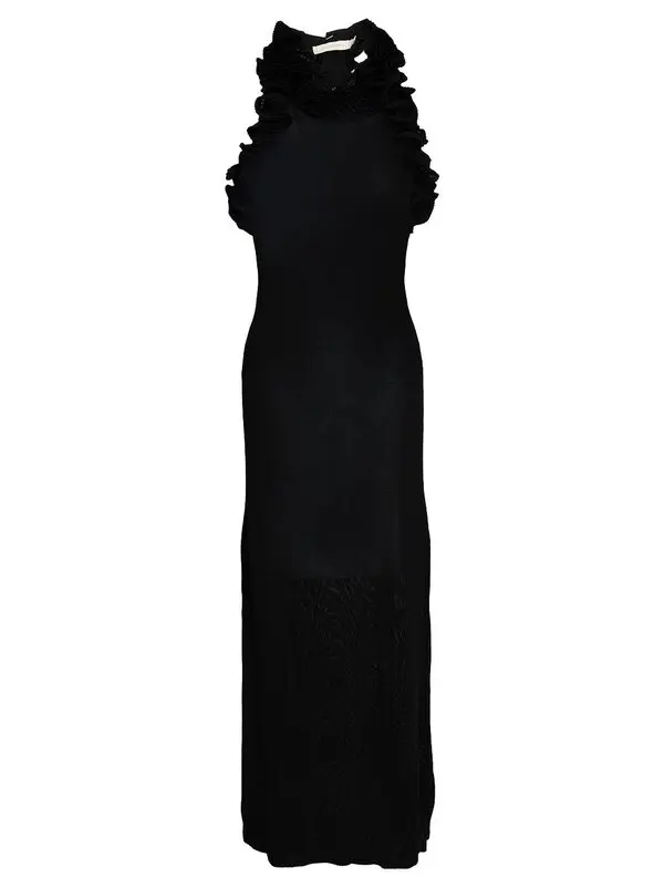 Zimmermann Ruffled Knitted Midi Dress - Black