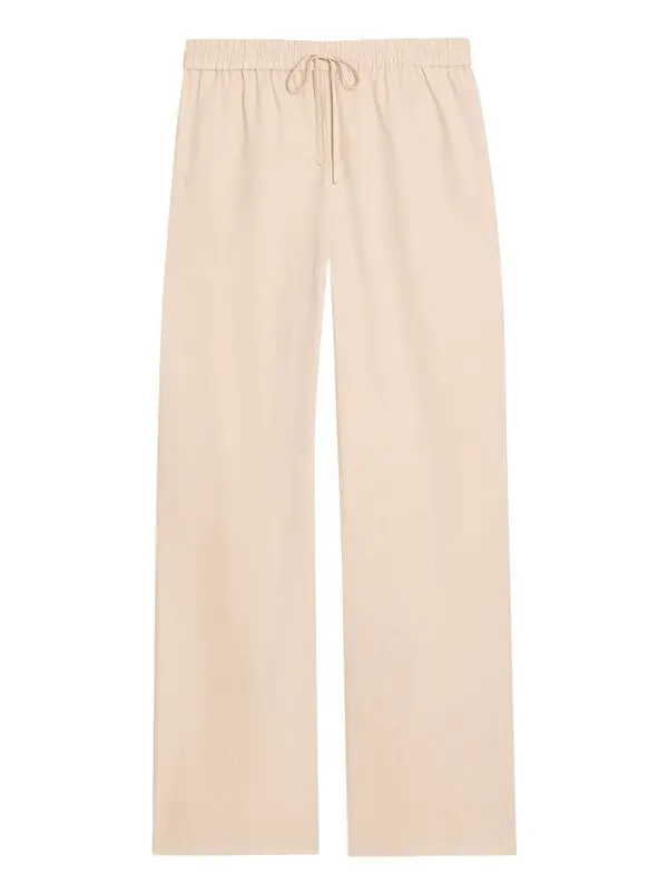 MIKAEL AGHAL Cotton And Linen-blend Wide-leg Pants - Neutral