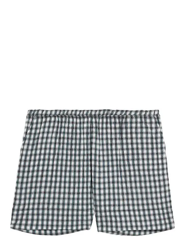 GANNI Gingham Seersucker Shorts - Off-white