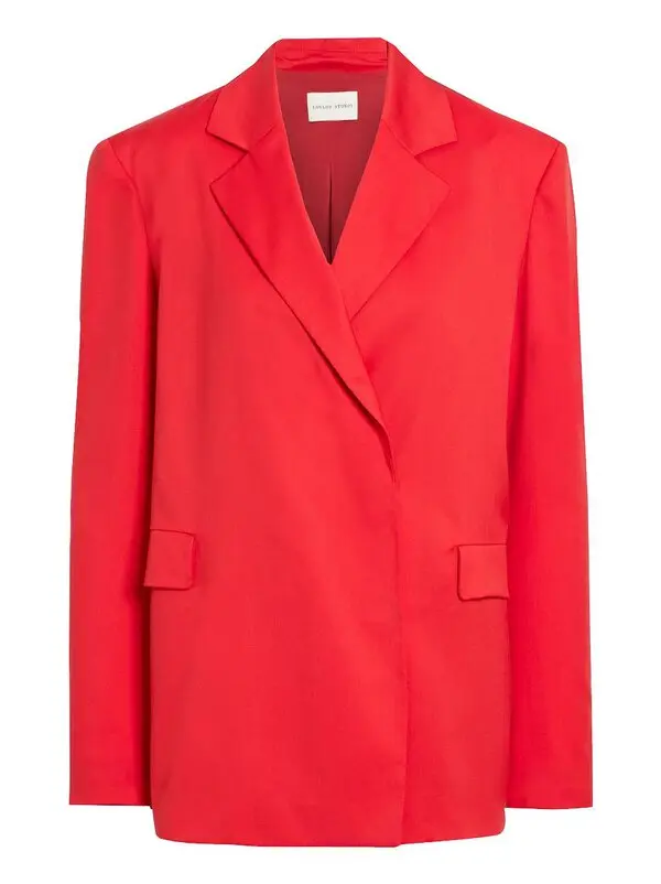 Loulou De Saison Arlo Doublebreasted Wooltwill Blazer - Tomato Red