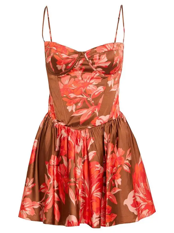 Retrofete Julietta Floral-print Mini Dress - Papaya