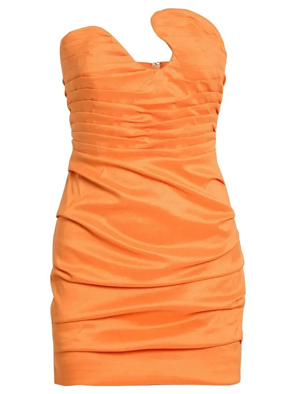 Rachel Gilbert Cheri Strapless Draped Shantung Mini Dress - Orange