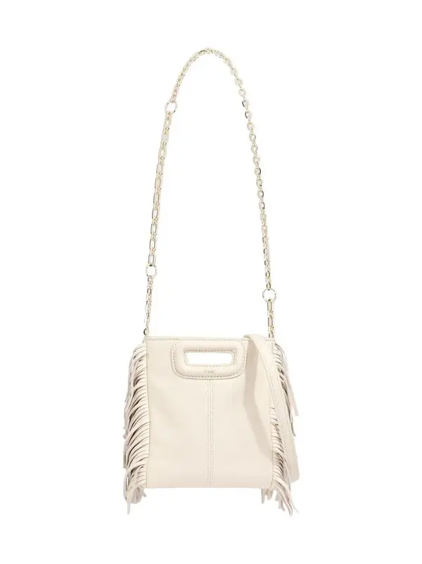 Maje Fringed Leather Tote - Ecru