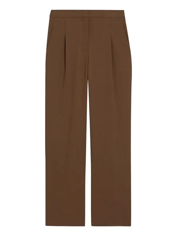 Loulou De Saison Osilo Straight-leg Wool-blend Twill Pants - Brown