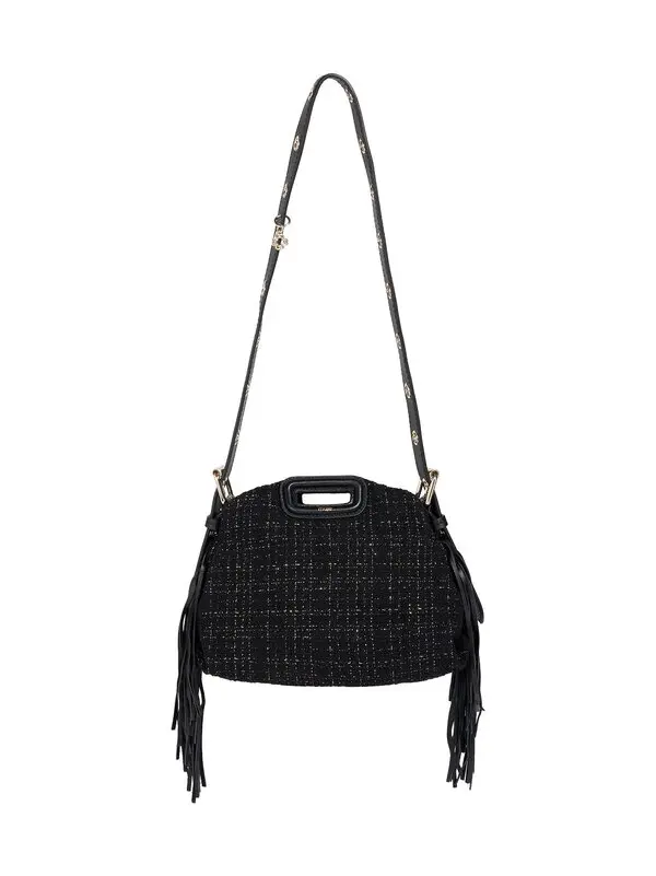 Maje Fringed Metallic Tweed Tote - Black