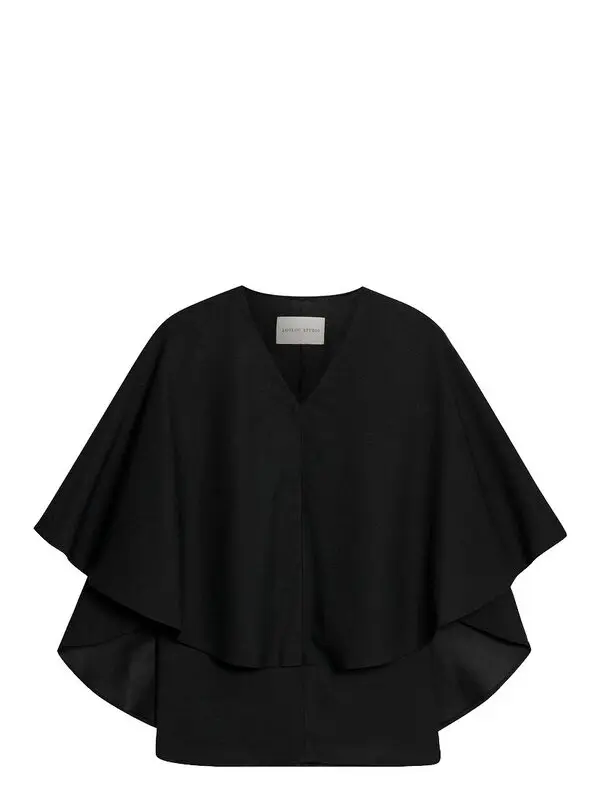 Loulou De Saison Arona Cape-effect Jacquard Blouse - Black