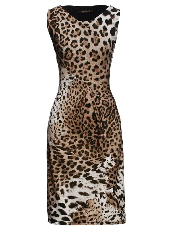 Roberto Cavalli Pleated Leopard-print Dress - Animal Print