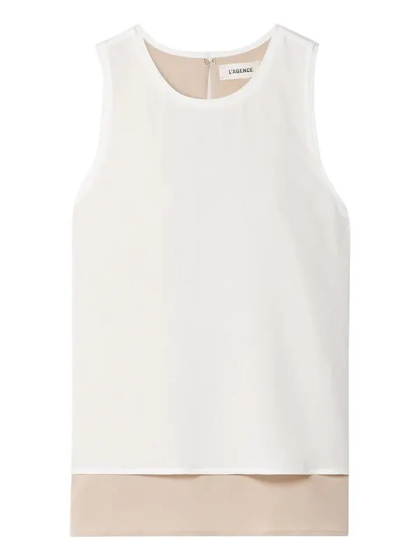 L'Agence Layered Washed-silk Top - White