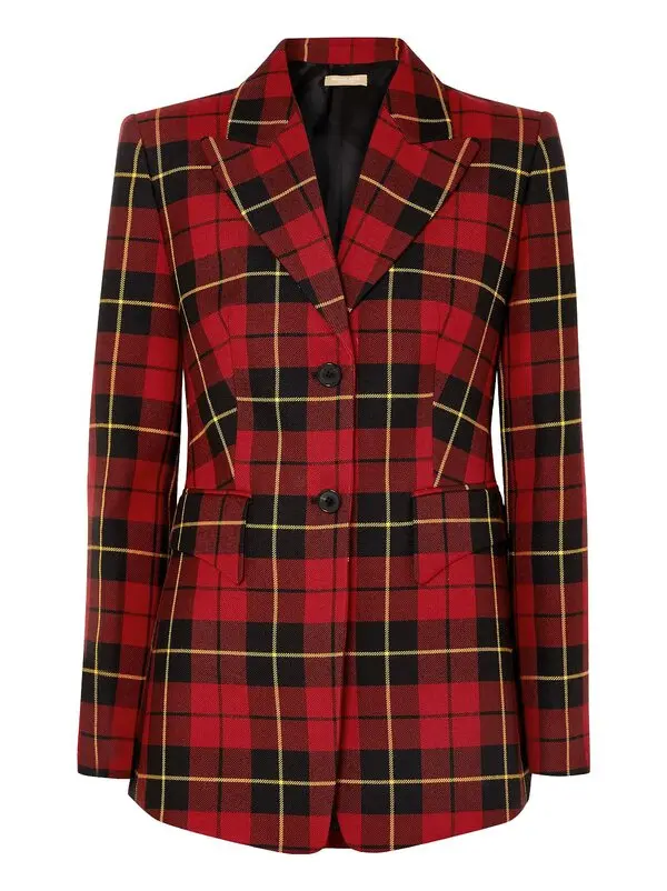 Michael Kors Checked Wool-twill Blazer - Red