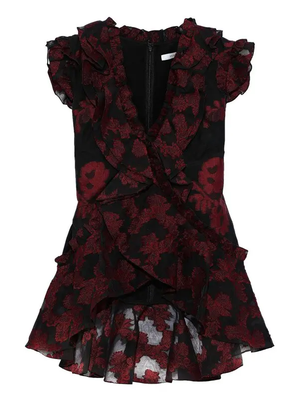 Erdem Regina Ruffled Fil Coupé Organza Top - Burgundy