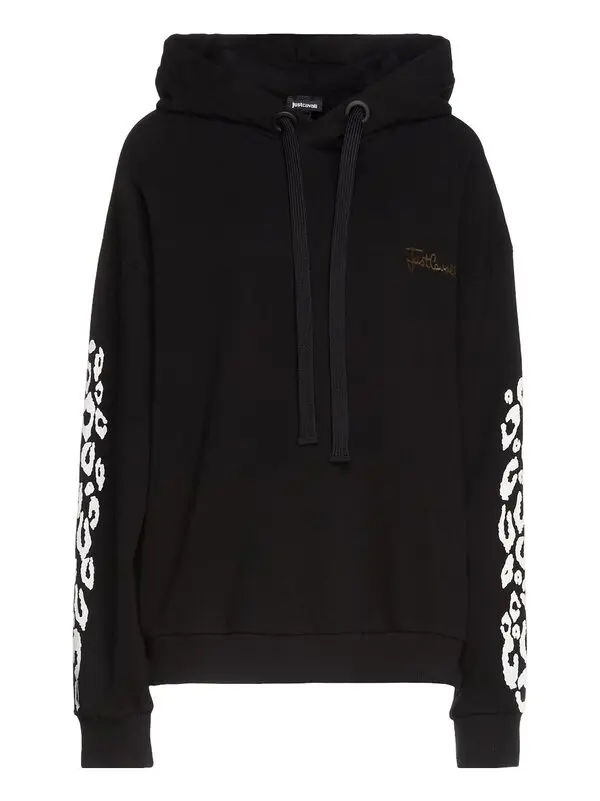 Just Cavalli Oversized Printed Cotton-terry Sweatshirt - Black