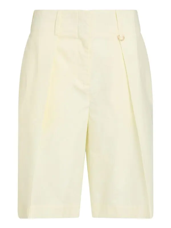 Zimmermann Pleated Cotton-poplin Shorts - Pastel Yellow
