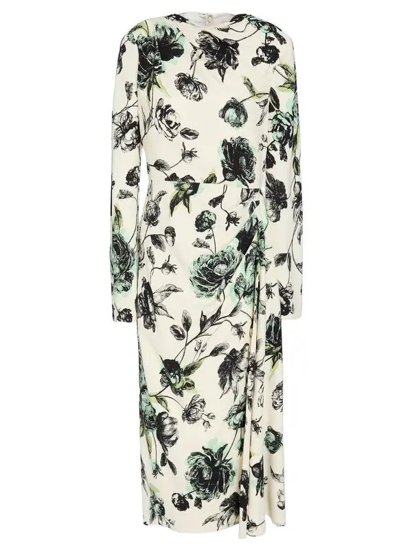 Erdem Floral-print Cady Midi Dress - Ivory