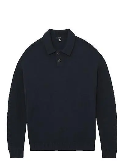 REISS Elm Long-sleeved Wool-blend Polo Jumper - Navy