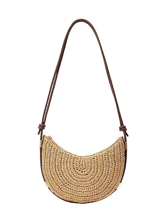 REISS Harriet Raffia-effect Woven Shoulder Bag - Natural