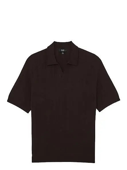 REISS Chelmsford Short-sleeved Wool Polo Shirt - Chocolate Brown