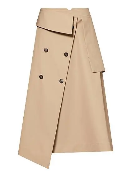 ROHE FRAMES Deconstructed Trench Cotton Midi Skirt - Sand