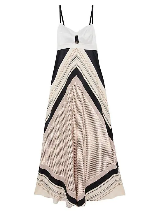 REISS Myra Scarf-printed Woven Maxi Dress - Ivory Black