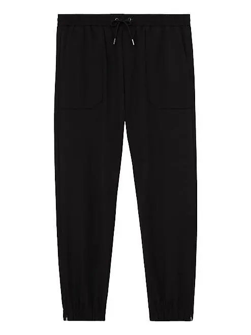 REISS Drawstring-waist Stretch-woven Trousers - Black