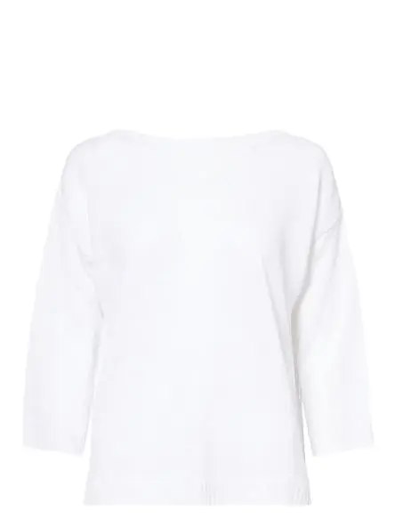 Max Mara Round-neck Knitted Linen Top - White