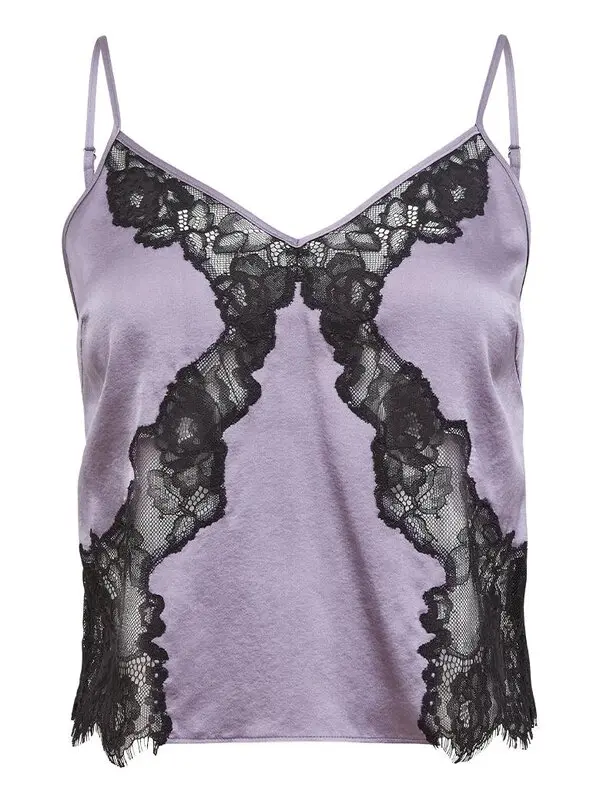 Fleur Du Mal Juliet Lace Silk Cami - Lavender Smoke