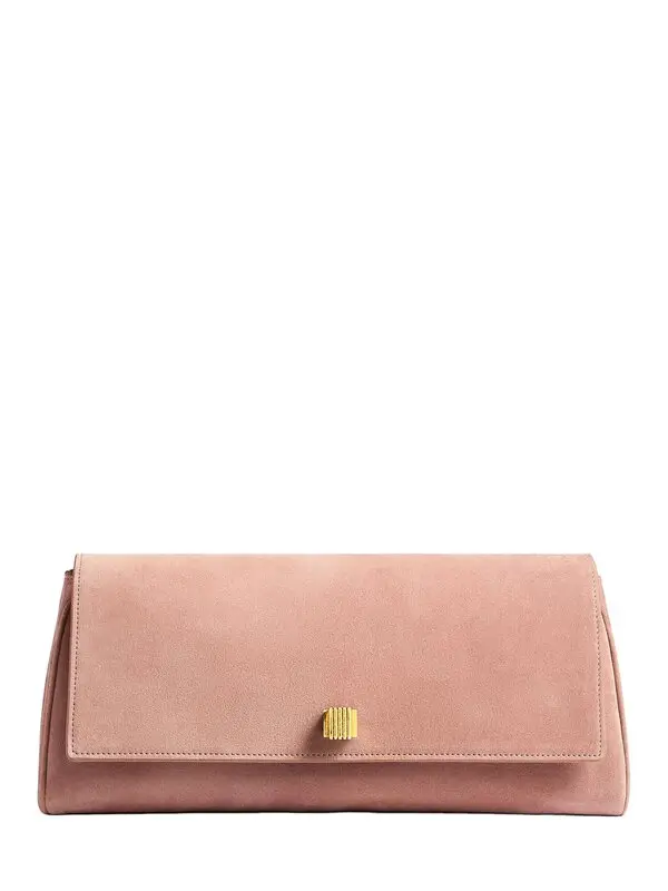 Khaite Audrey Suede Clutch - Dusty Pink