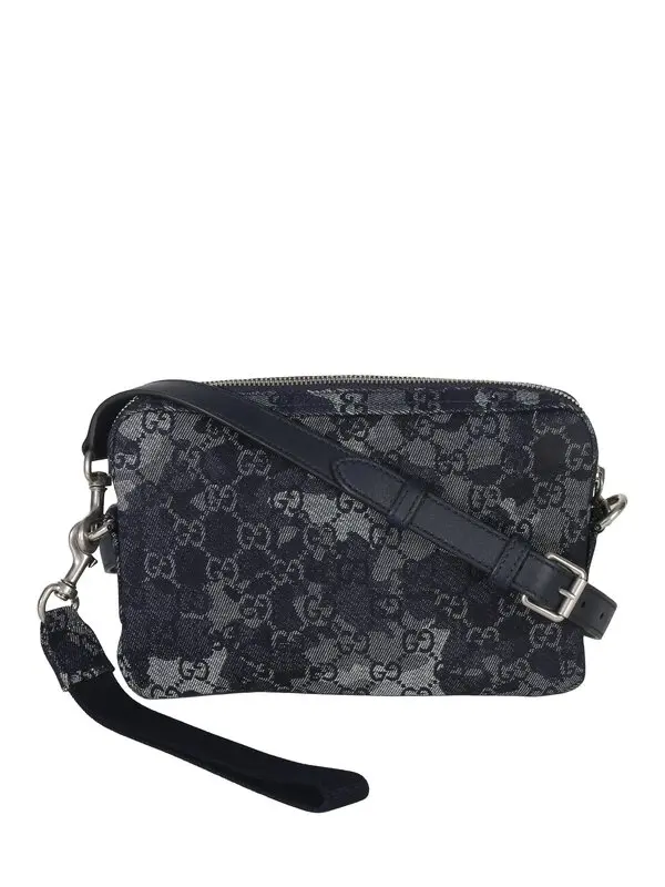 Gucci Gg Denim Wristlet Crossbody - Blue