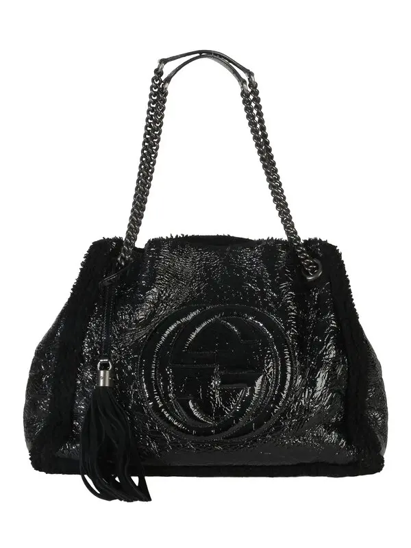 Gucci Patent Shearling Soho Hobo - Black