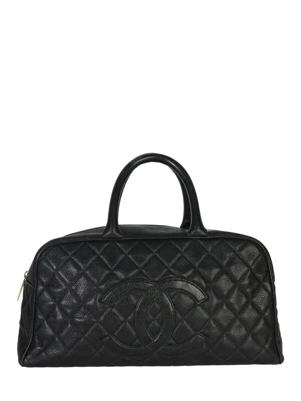 Chanel Quilted Caviar Cc Bowler Bag - Black