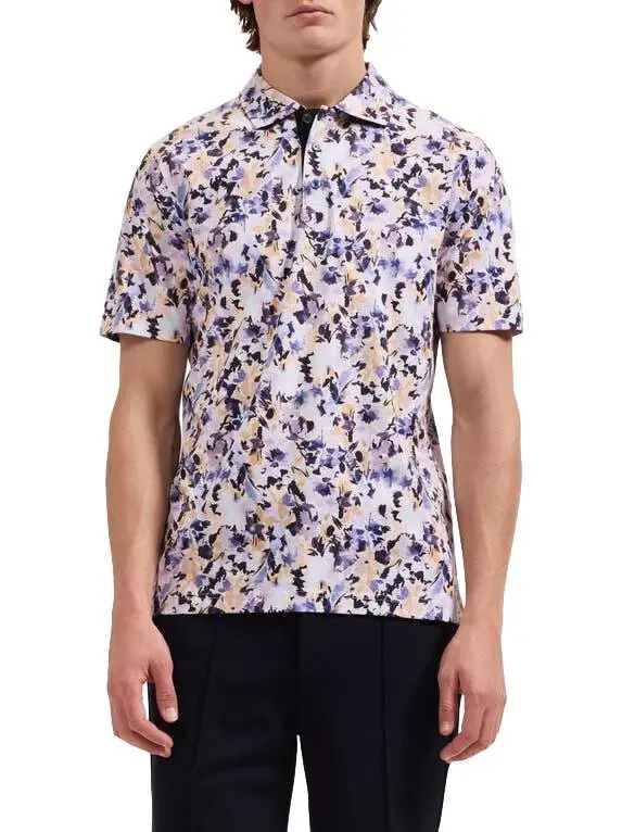 Bugatchi Hendrix Floral Pima Cotton Polo - Lavender