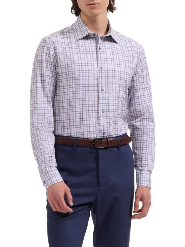 Bugatchi James Ooohcotton® Plaid Print Button-up Shirt - Air Blue