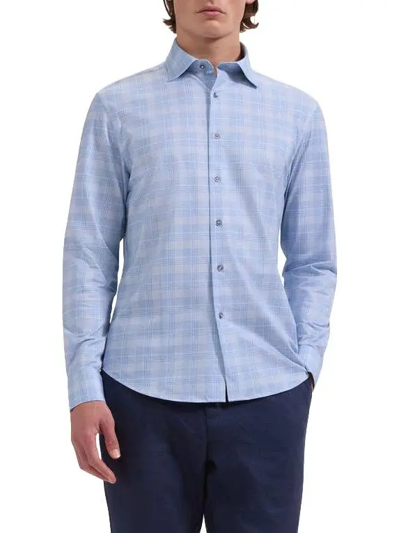 Bugatchi James Ooohcotton® Plaid Print Button-up Shirt - Air Blue