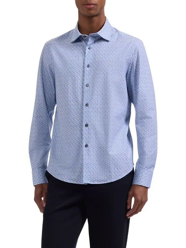 Bugatchi James Ooohcotton® Geometric Print Button-up Shirt - Iris