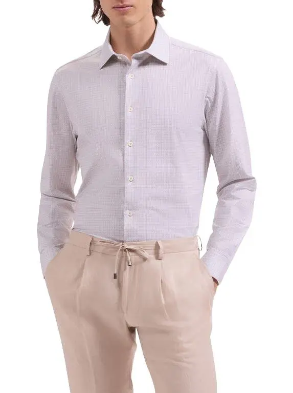 Bugatchi James Ooohcotton® Geo Print Button-up Shirt - Cinnamon