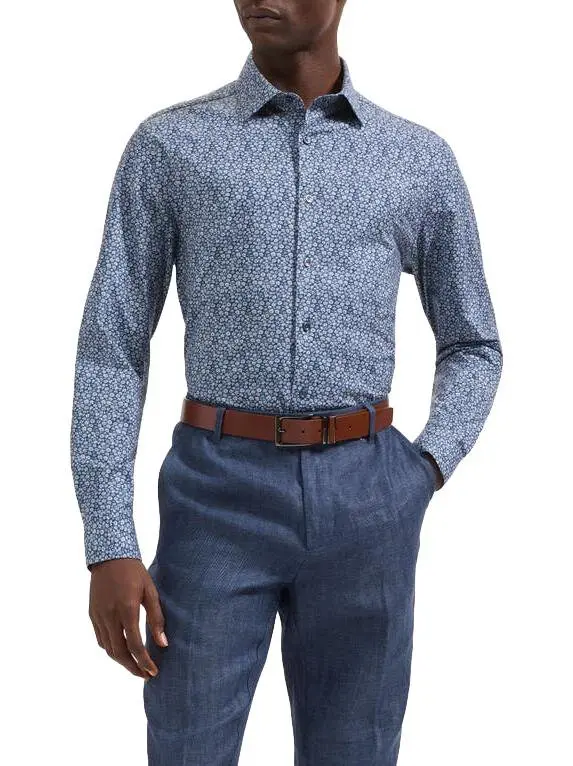 Bugatchi James Ooohcotton® Daisy Print Button-up Shirt - Navy