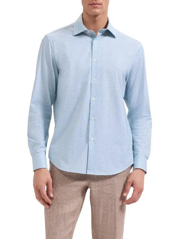 Bugatchi James Ooohcotton® Geo Print Button-up Shirt - Seafoam