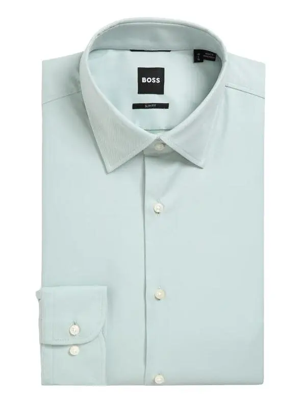 BOSS Hank Kent Slim Fit Performance Stretch Dress Shirt - Open Green