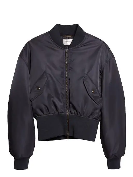 Saint Laurent Cropped Bomber Jacket - Marine