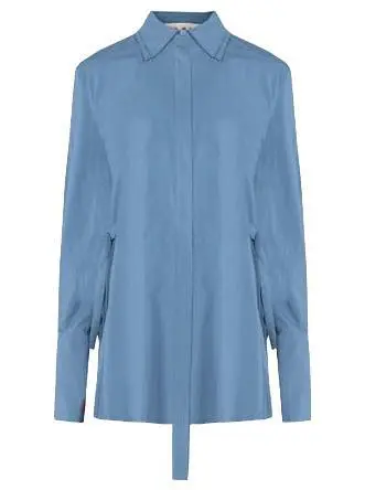 PCFG Free Heaven" Pleated Mini Shirt Dress - Blue