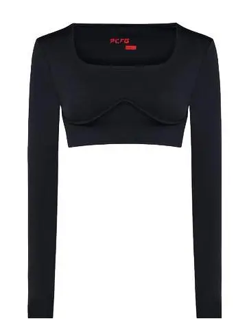 PCFG Long Sleeve Square Neck Cropped Top - Black