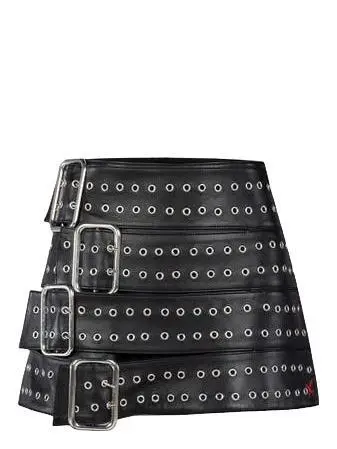 PCFG Buckled Leather Mini Skirt - Black