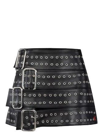 PCFG Buckled Leather Mini Skirt - Black
