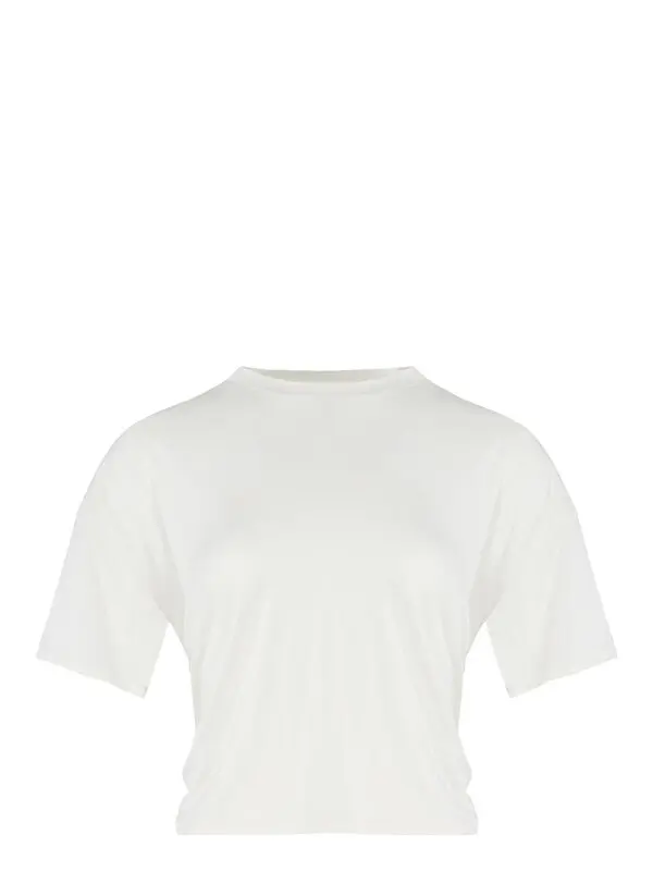 PCFG Cropped Draped T-shirt - White Blanc De Blanc