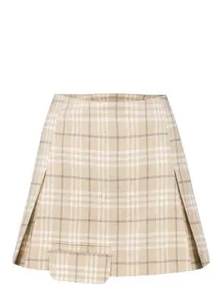 PCFG Linen Blend Pleated Mini Skirt - Beige