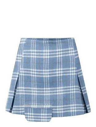 PCFG Linen Blend Pleated Mini Skirt - Blue